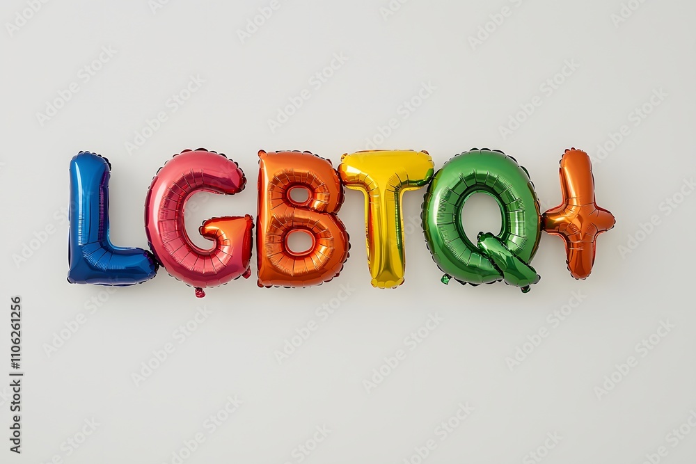 LGBTQ rainbow-coloured foil balloons, floating in celebration ...