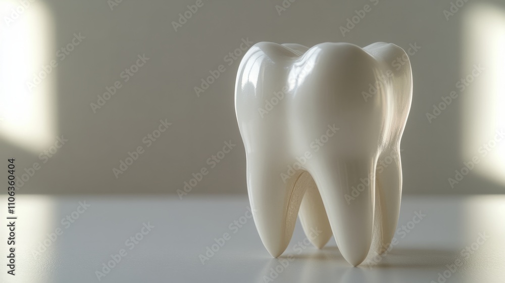 Tooth Model: A realistic tooth model displayed prominently on a clean ...