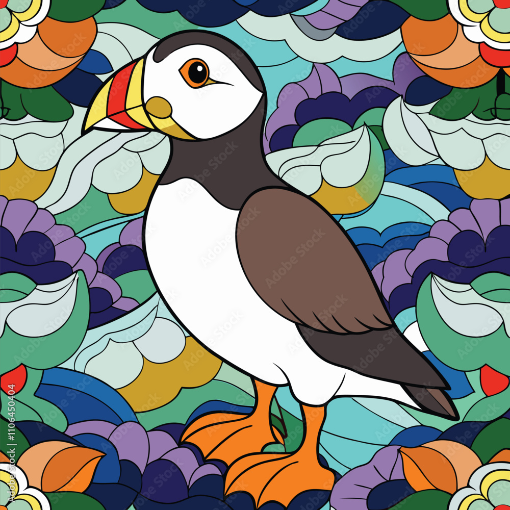 puffin outline, coloring page, silhouette vector Stock Vector | Adobe Stock