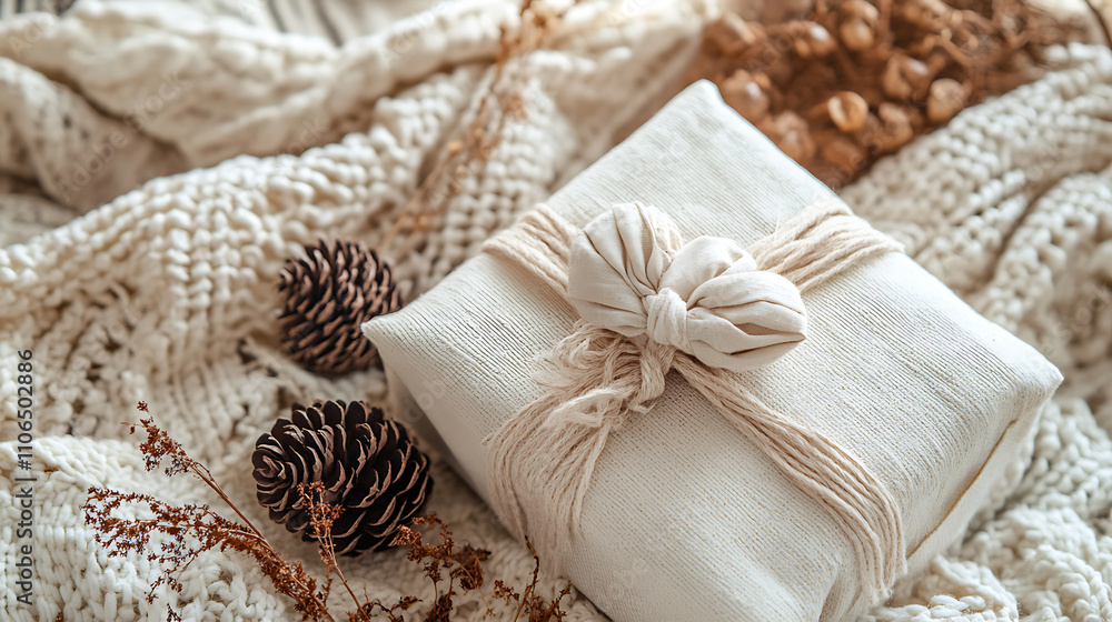 Eco-friendly zero waste gift wrapping concept showcasing handcrafted ...