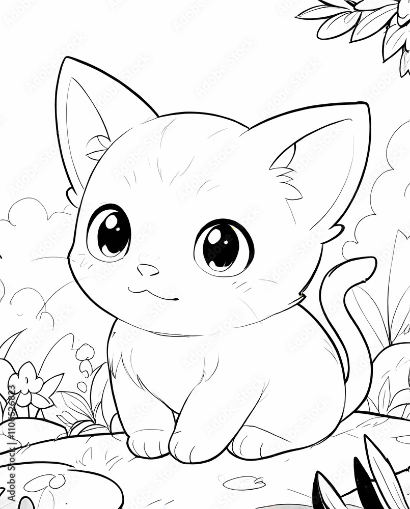 Easy Kitty Line Art for Kids to Color and Discover the Joy of Coloring ...