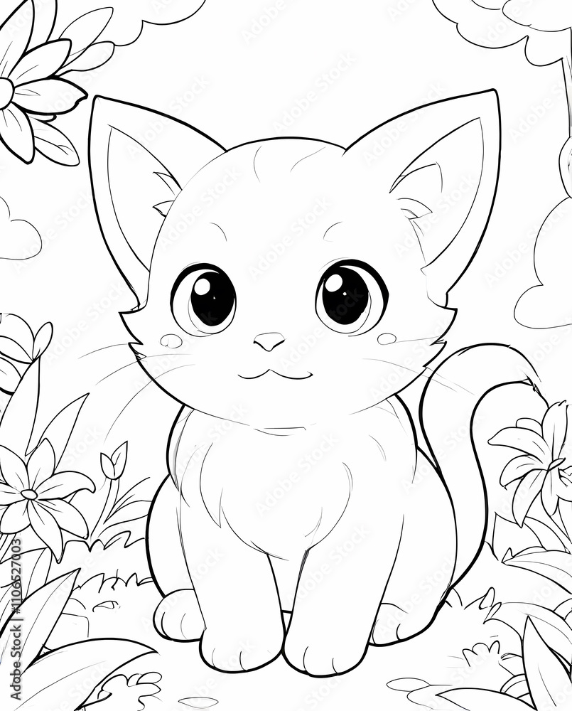 Easy Kitty Line Art for Kids to Color and Learn About Their Favorite ...