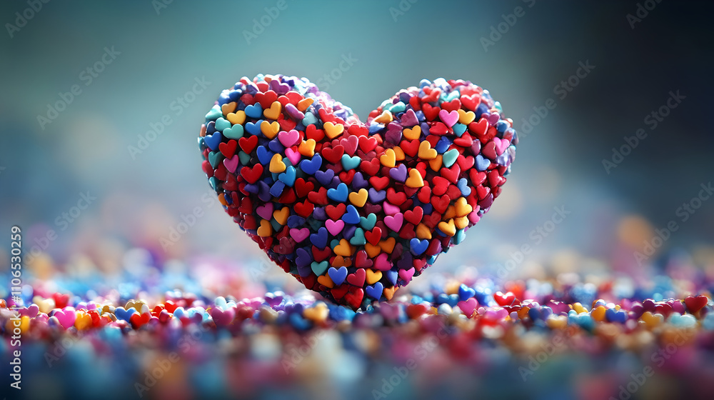Stock-Foto „un corazon formado de pequeños corazones de colores sobre ...