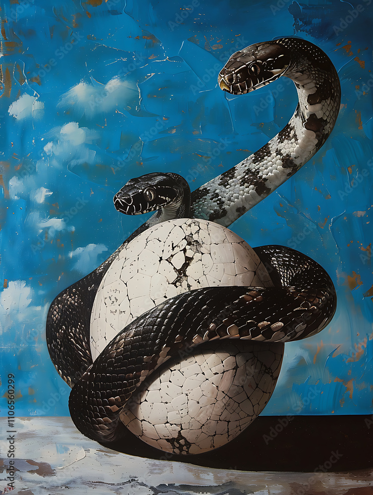 symbolic serpent painting, caravaggio and goya depicted black and white ...