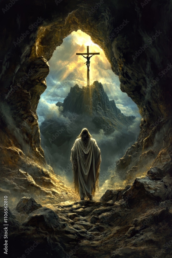 Jesus Christ in Cave, Photorealistic CGI, Crucifixion, Resurrection ...