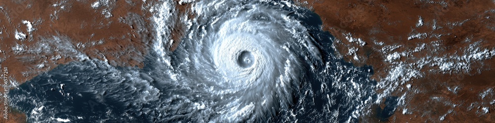 Powerful Hurricane Satellite Image: Intense Cyclone Over Ocean ...
