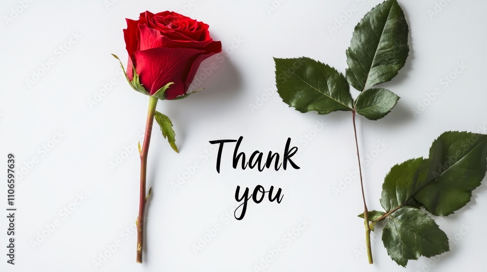 Minimalist Thank-You Gesture with Red Rose on White Desk | Elegant ...