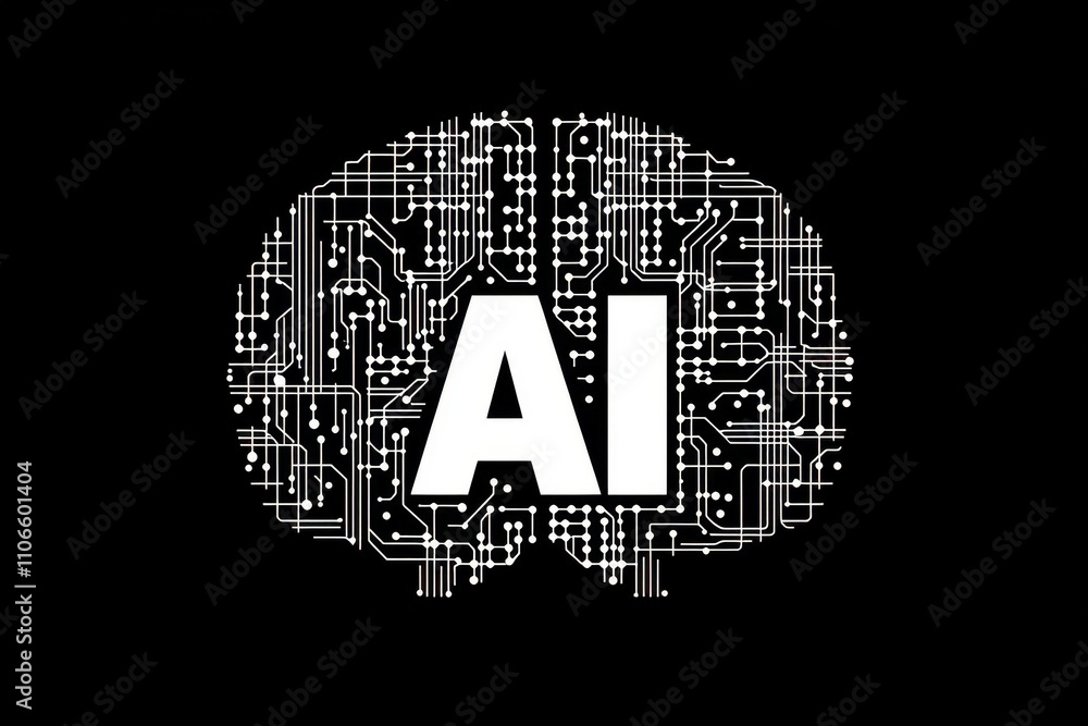 Visual representation of artificial intelligence with digital brain ...