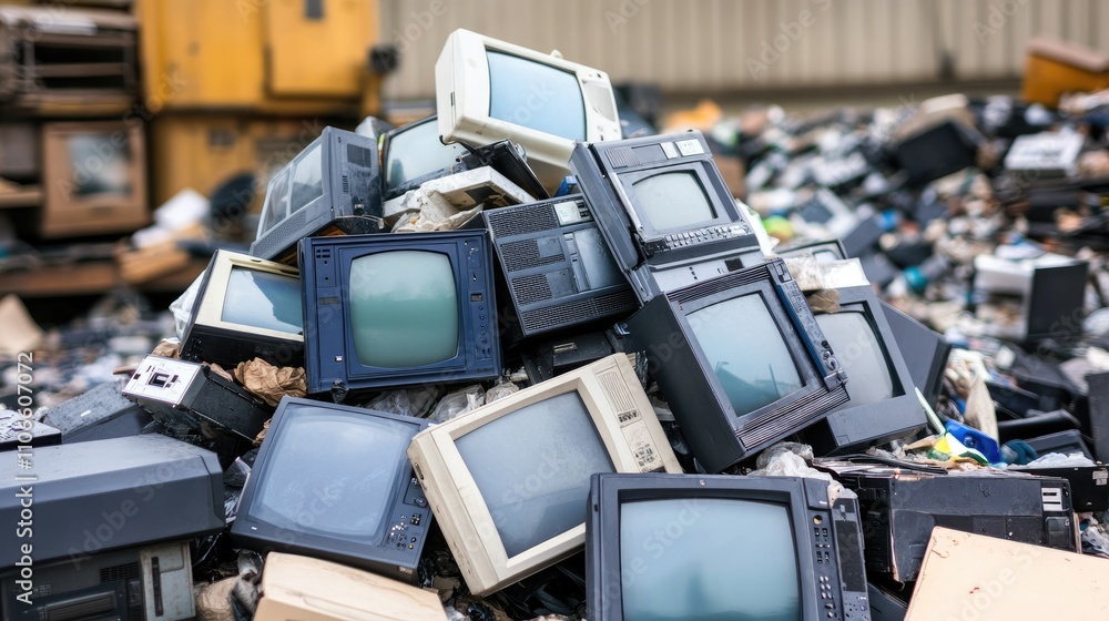 Pile of Old Televisions in Electronic Waste Recycling Center Stock ...