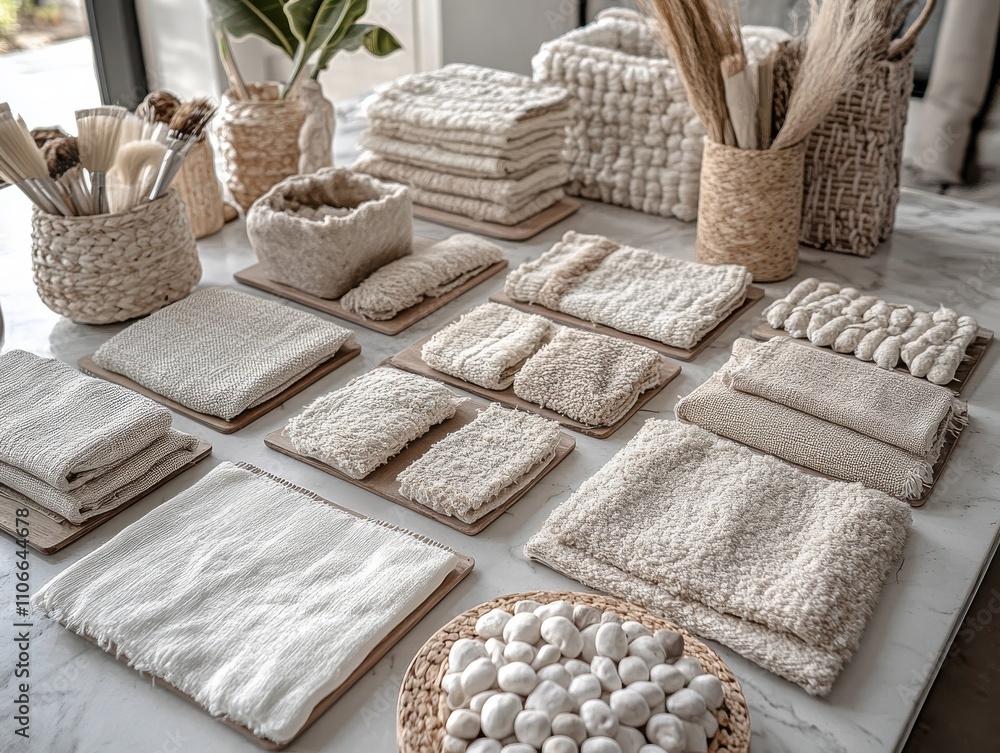 Designer selecting color palettes and textures for a new project Stock ...