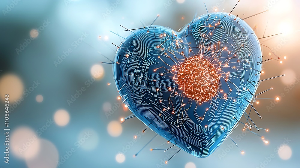 The blue heart symbolizes a central processing unit of love in this ...