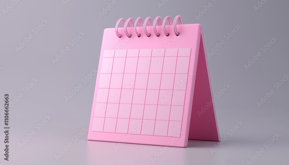 Pink 3d Calendar With Flipping Pages And Rings On Gray Background ...
