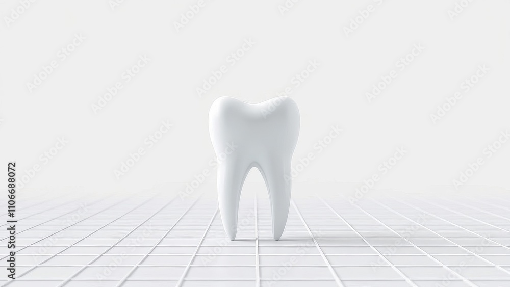 Virtual grid overlay on white background with a single tooth, teeth ...