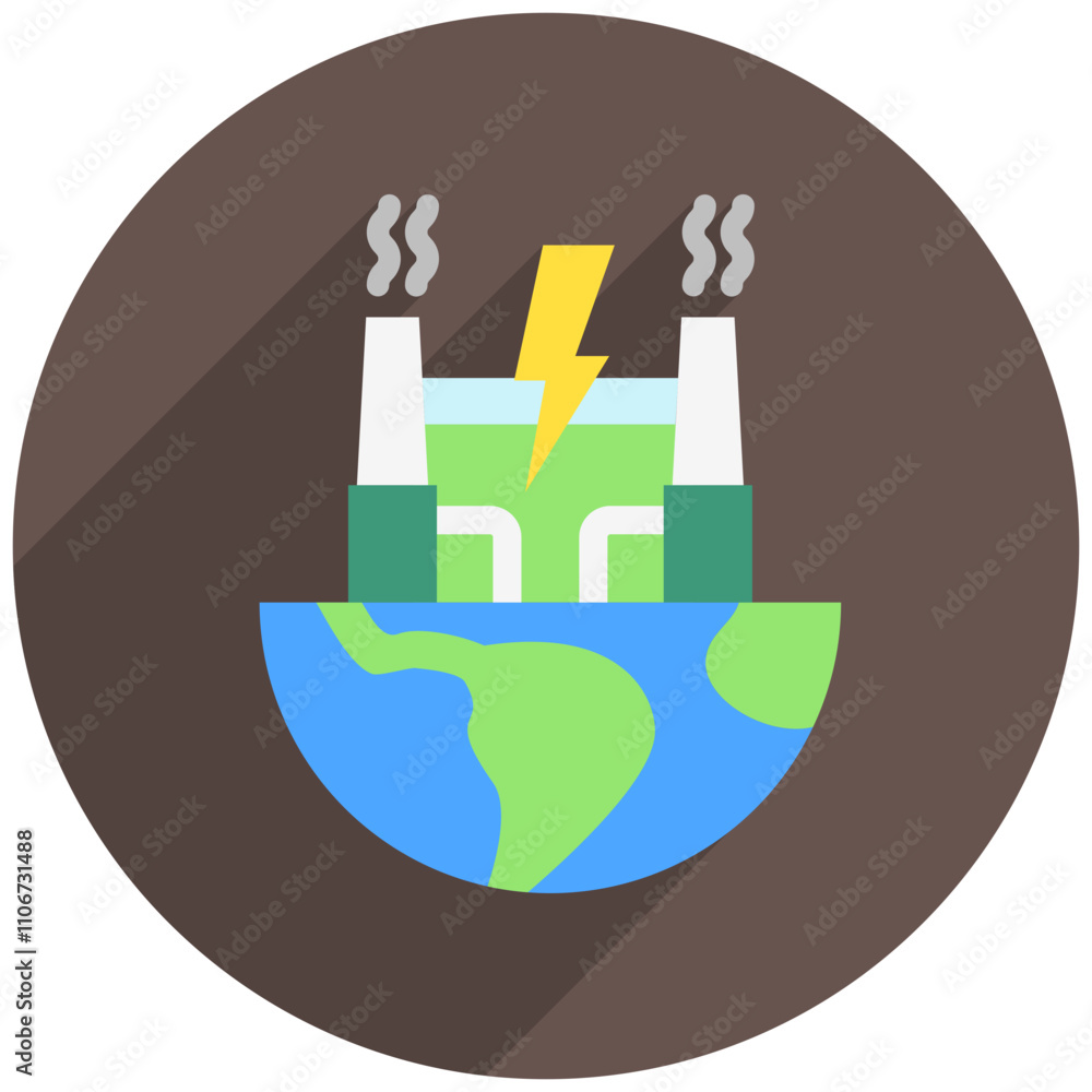 Geothermal rounded flat color icon. use for modern concept, print, UI, UX kit, web and app ...
