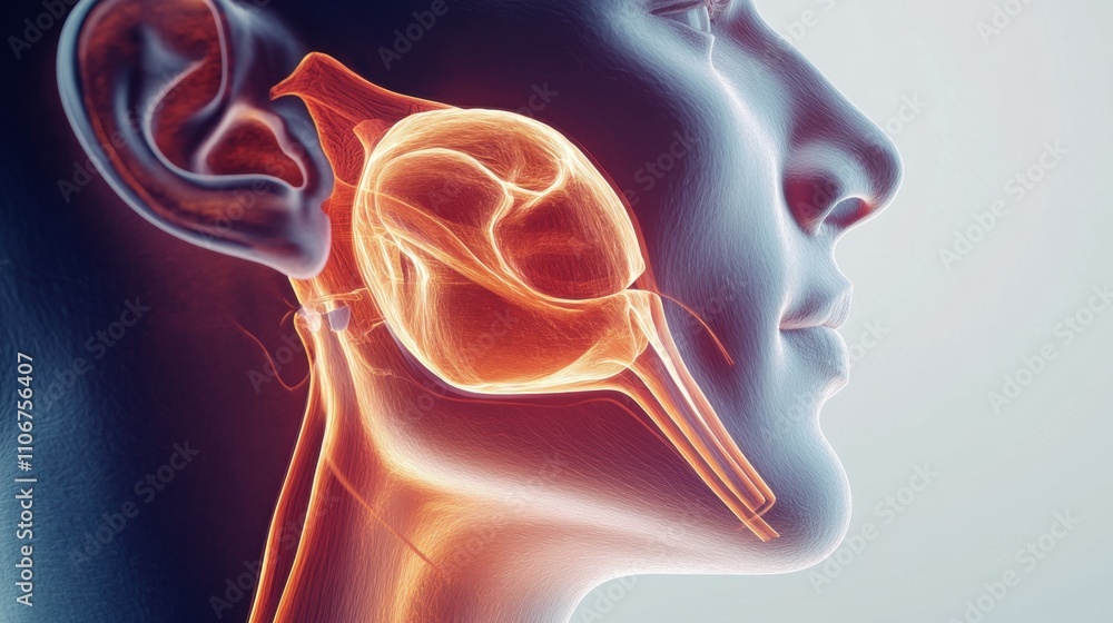 Modern medical illustration of a head profile showing nasal cavity ...