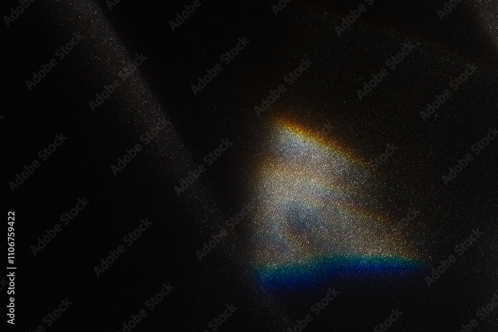 Rainbow sun flares on black background, colorful glare and shine, light ...