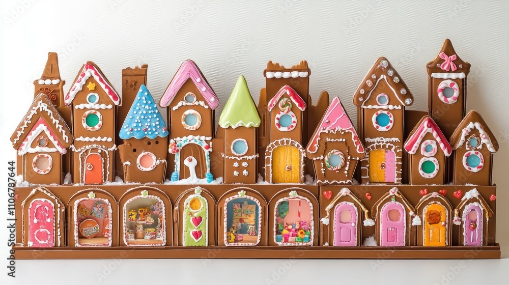 Holiday-themed Advent calendar with 24 doors shaped like gingerbread ...