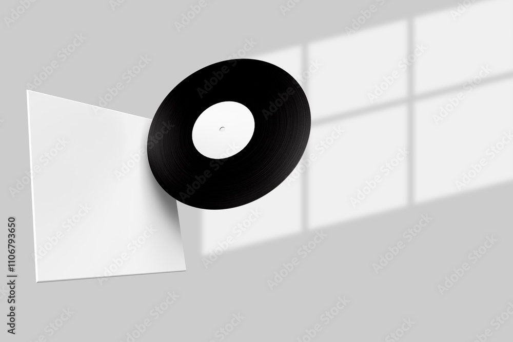 Vinyl Disk Record and Cover mockup template with Transparent plastic ...