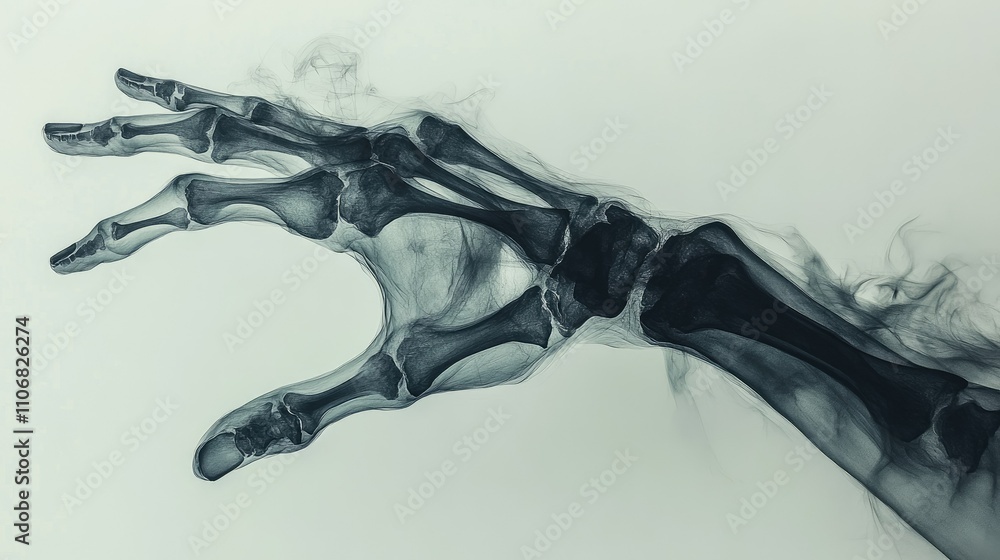 X-ray image of a human hand showcasing bone structure and joints. Stock ...