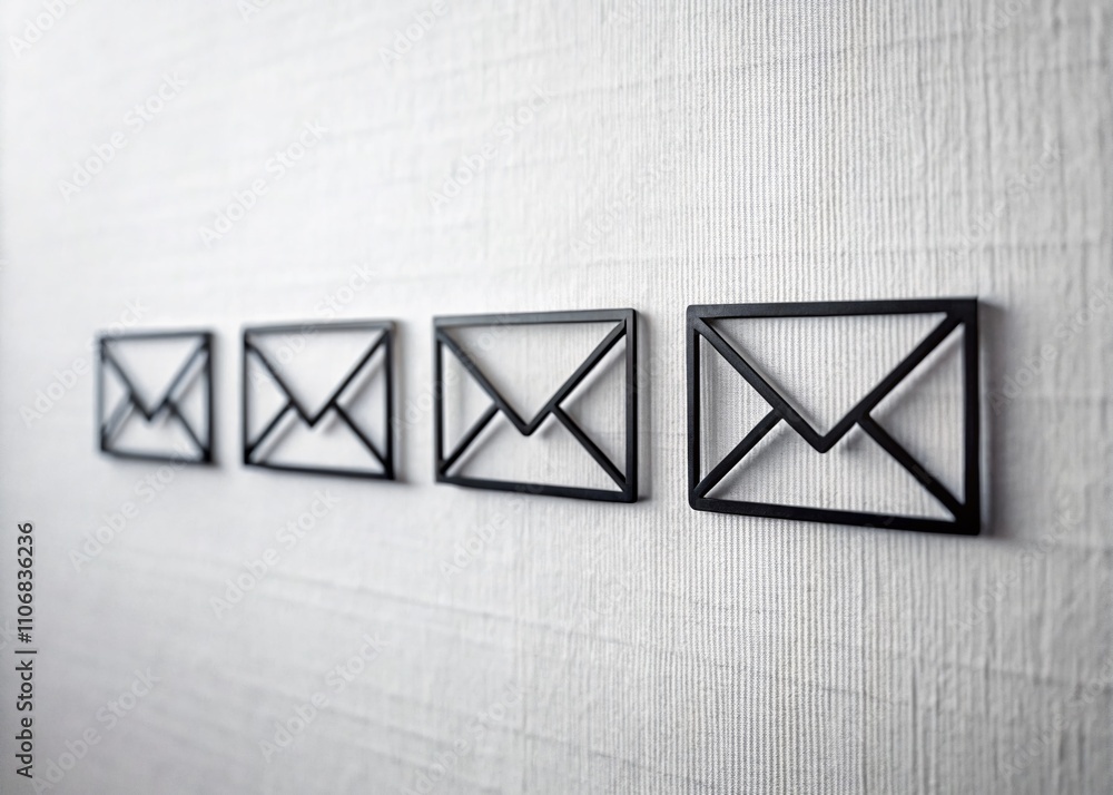 Collection of Minimalist Mail Symbols on White Background for Digital ...
