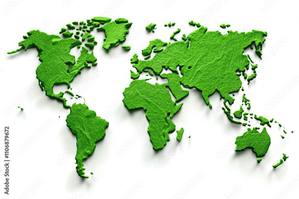 Green World Map Isolated, Global Geography, Earth Map, World Atlas ...
