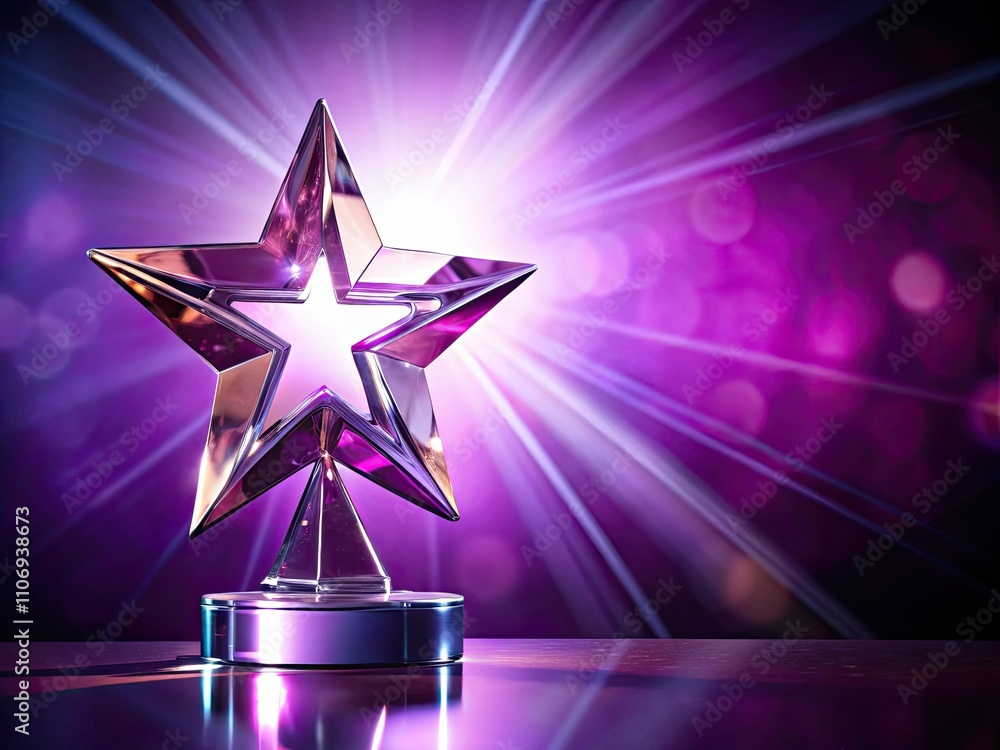 Purple Crystal Trophy Award, Star Shaped Prize, Shiny Glass Award ...