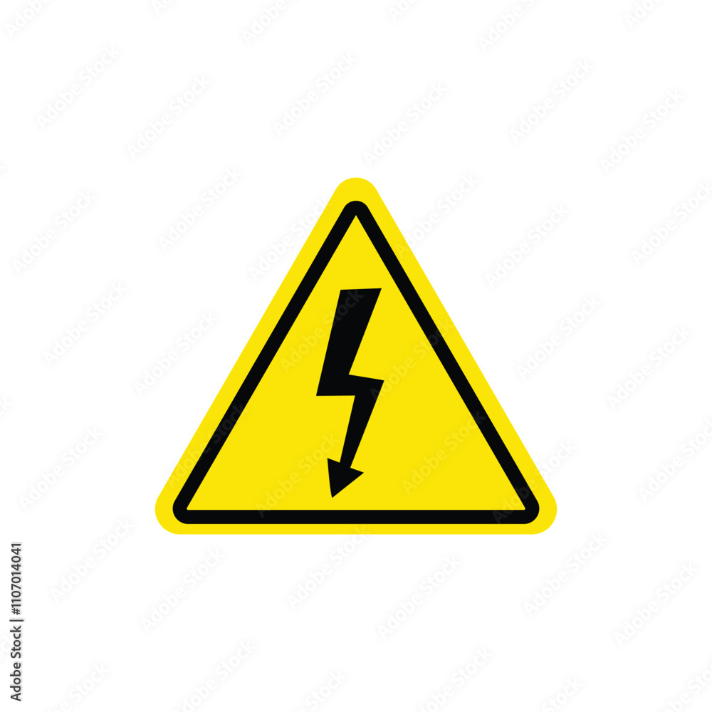High voltage icon. high voltage warning sign on a yellow triangular ...