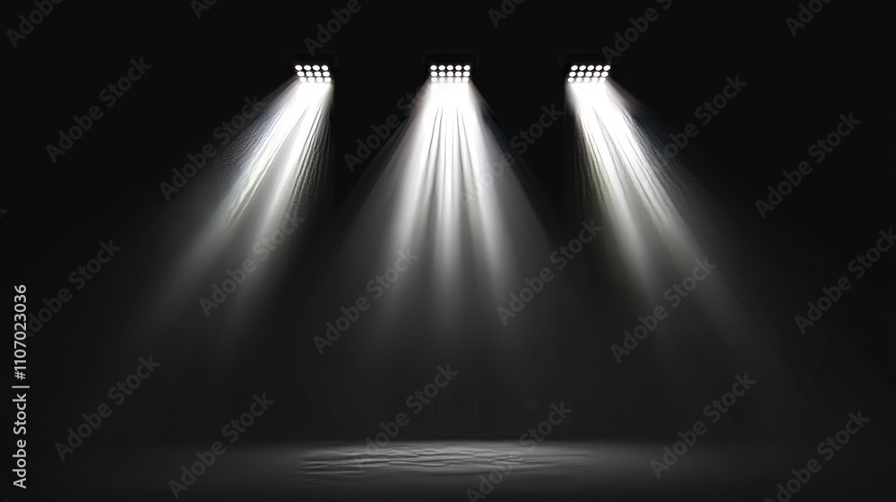 White spotlight beam with overlay effect to illuminate stage or product ...