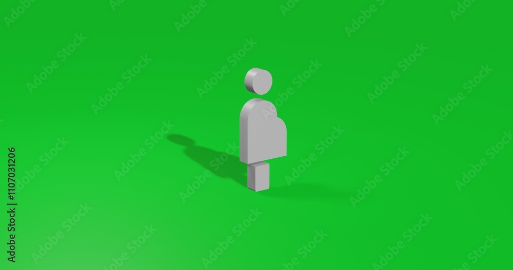 Isolated realistic white pregnant woman symbol front view with shadow ...