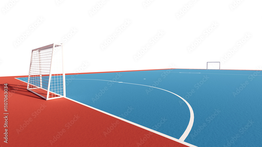 Futsal court mini soccer with blue and red color on transparent ...