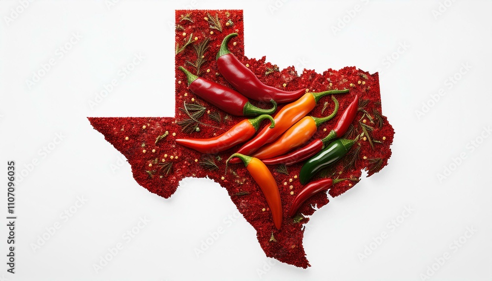 Texas red state shape made of chili peppers, white background Stock ...