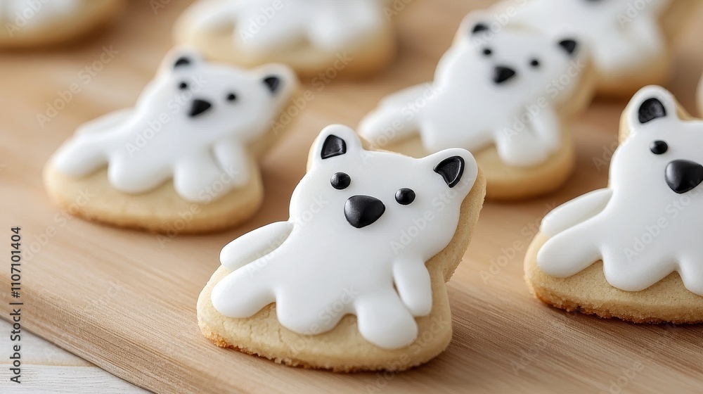 Create polar bear cookies using white icing and black candy for the ...