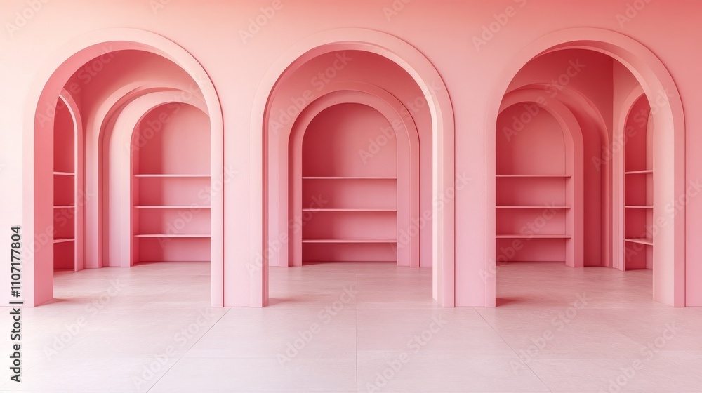 [BAA] å_3D wall arch niches or gallery display frames and showcase ...