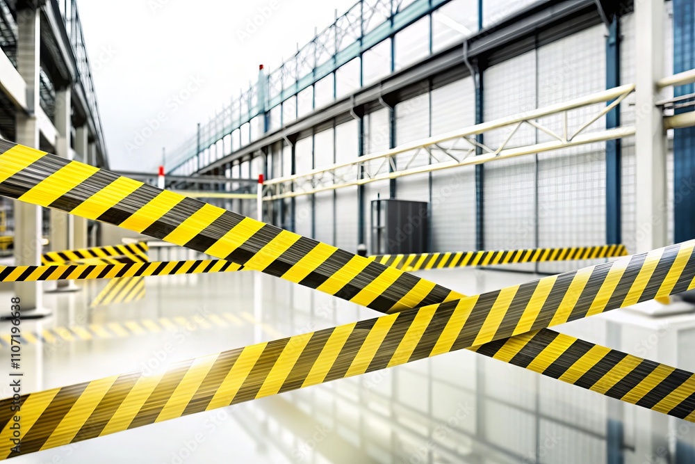 Double Exposure Photography of Yellow Hazard Barrier Tape Overlaid on ...