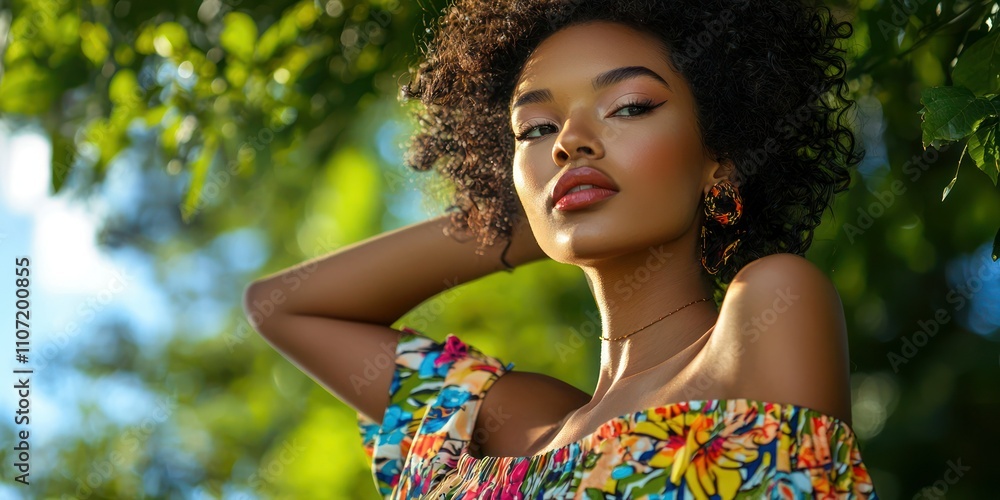 A professional photo shoot of a fashion model in an outdoor setting ...