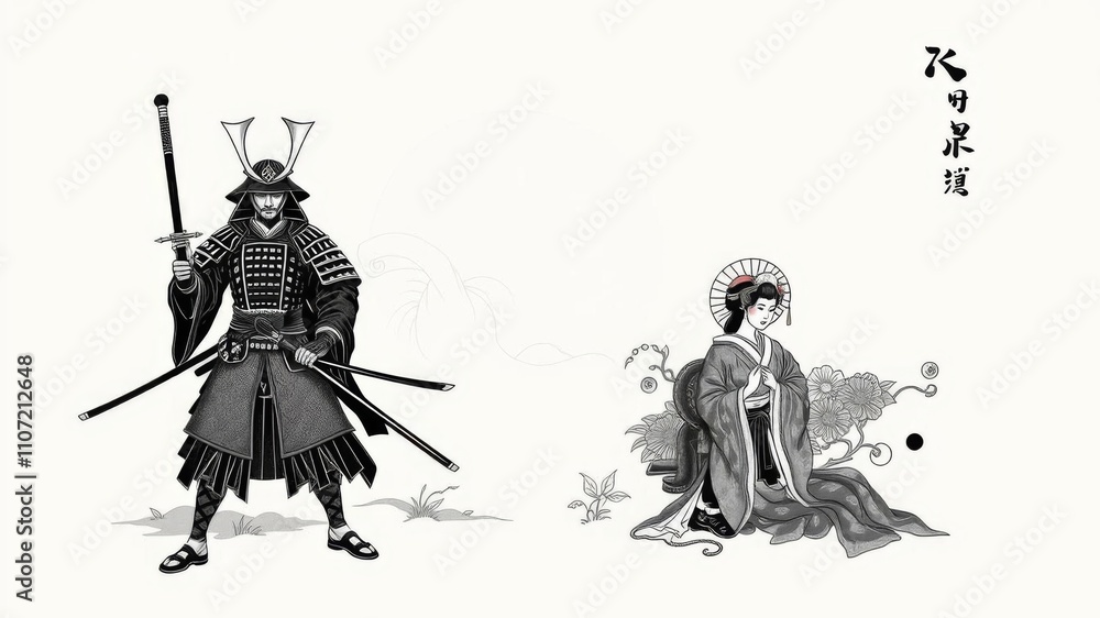 Ancient Japanese-inspired seamless pattern featuring golden dragon ...