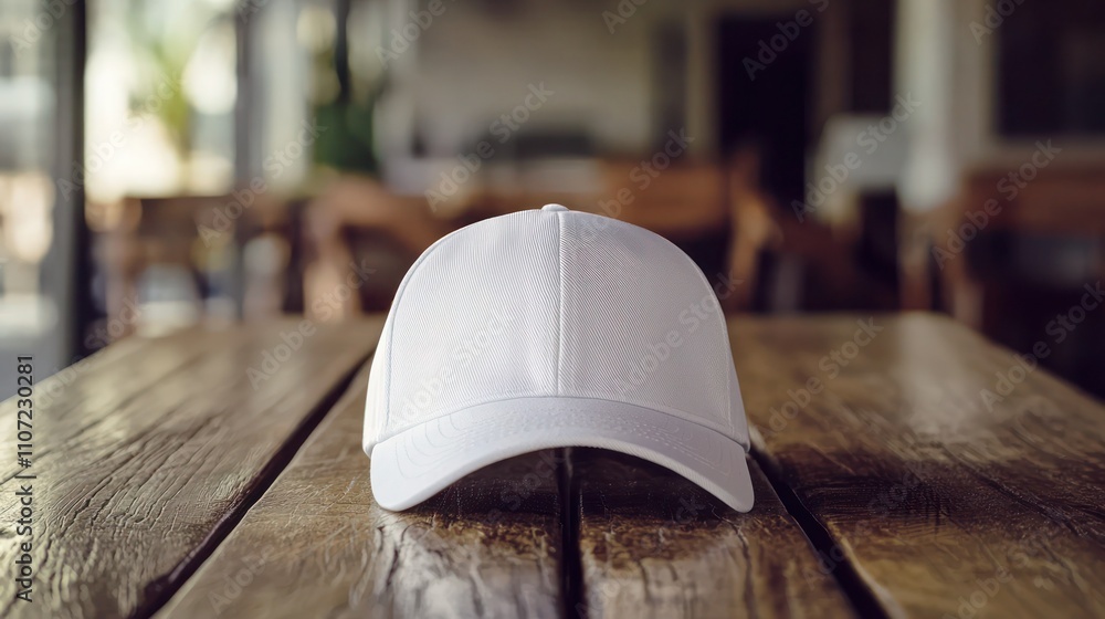 Baseball Cap Mockup on Table: A customizable baseball cap placed on a ...