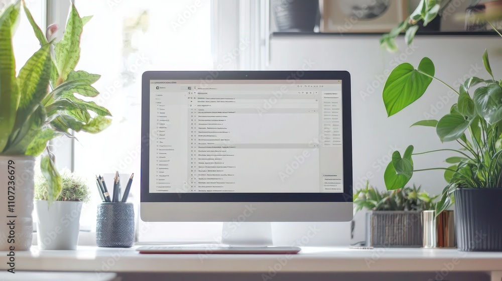 Email Inbox on Desktop: A clean and organized email inbox layout open ...