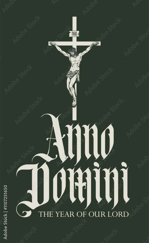 Vector de Stock Latin phrase Anno Domini translated Nativity of Christ ...