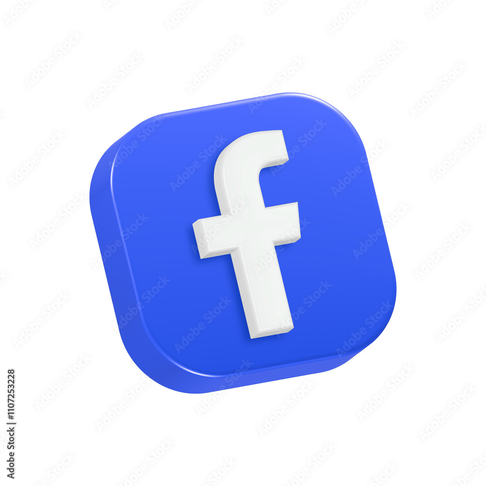 facebook logo icon 3d square app web Stock Photo | Adobe Stock