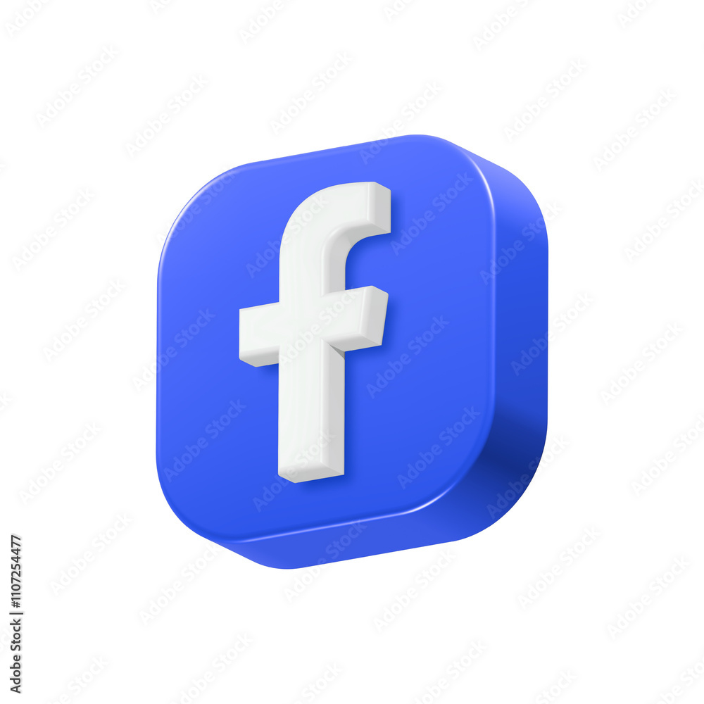 facebook logo icon 3d square app web Stock Photo | Adobe Stock