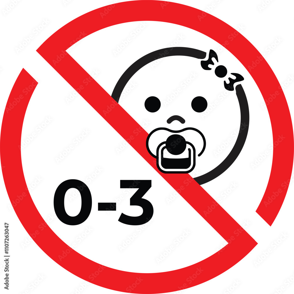 Not suitable for children under 3 years prohibition sign with crossed ...