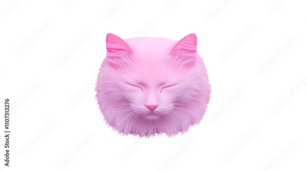 Surreal pink cat face isolated on transparent background, perfect for ...