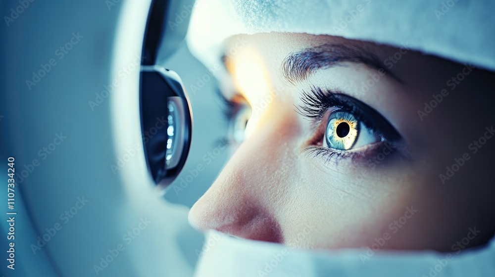High-tech imaging of a patient eye during Lasik surgery, symbolizing advanced ophthalmology ...