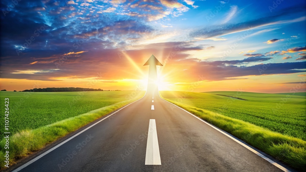 Stock-Illustration „Bird's-eye perspective of a road stretching ahead ...