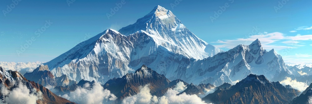 Mountain Digital. Hand-drawn Map Showing Relief Height of Mount Everest ...