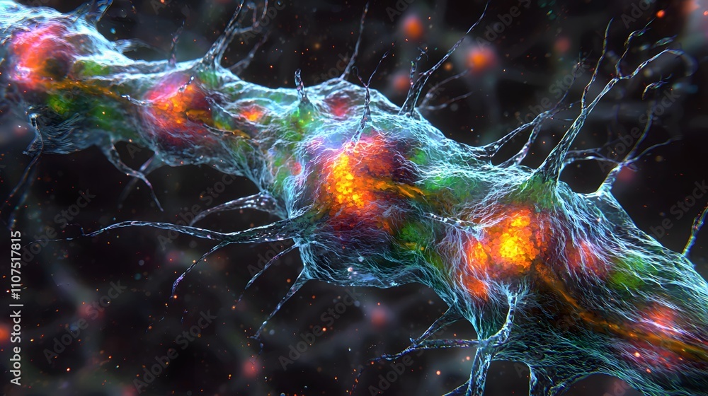 Neuron cell network abstract visualization in science environment ...