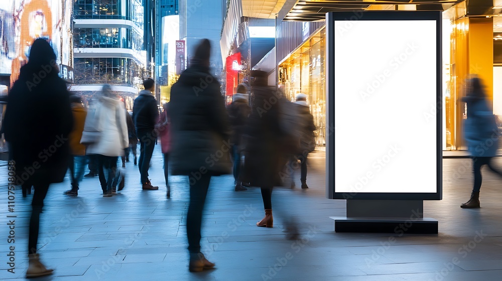 Blank Advertisement Sign In A Busy City Setting Stock Photo | Adobe Stock