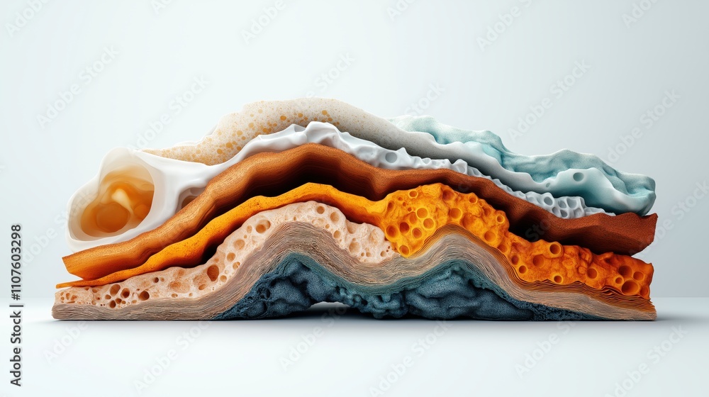 Abstract cross-section representation of geological layers with ...