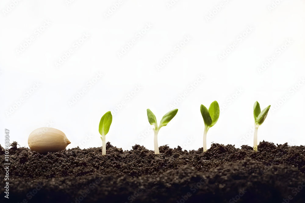 Seed to sprout growth stages, plant germination process, life cycle of ...
